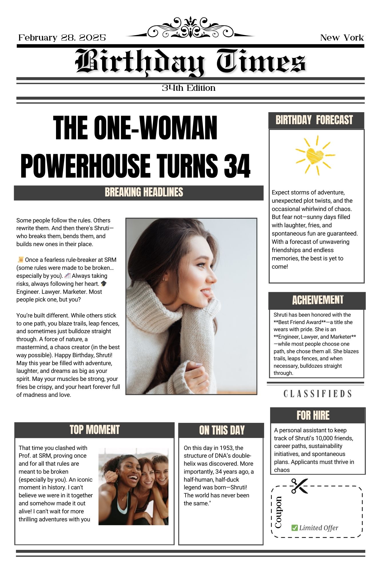 Free Personalized Birthday Newspaper | Custom Birthday Keepsake